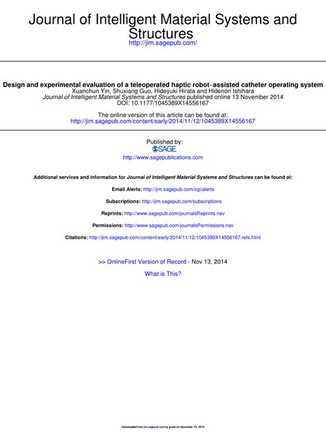 Pdf Design And Experimental Evaluation Of A Teleoperated Haptic Robotassisted Catheter