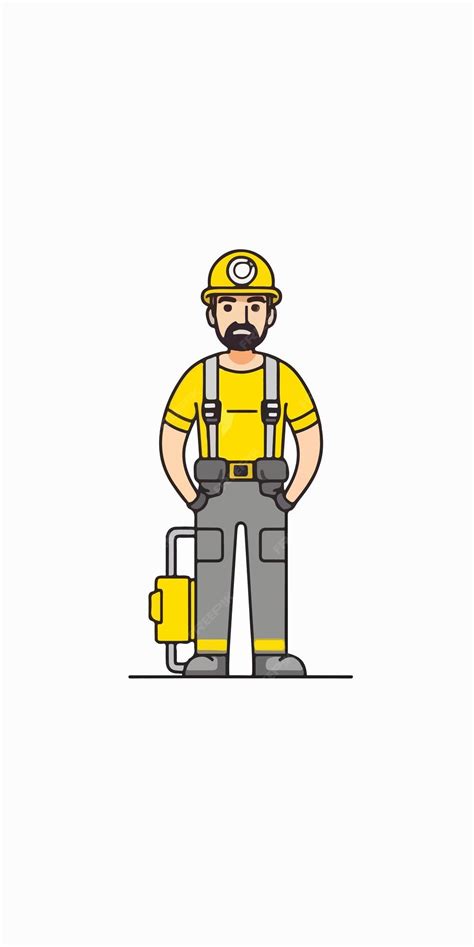 건설 노동자의 만화 그림 프리미엄 벡터