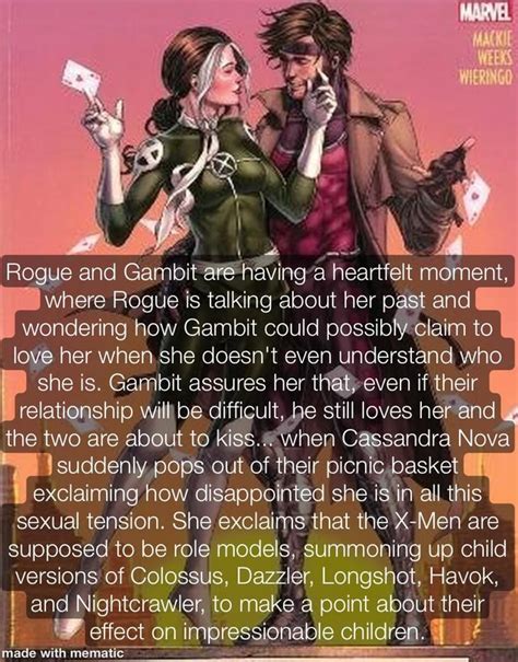 Rogue And Gambit Are Having A Heartfelt Moment Where Rogue Is Talking