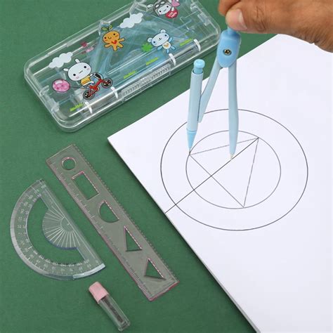 7pcs Geometric Ruler Compass Set Math Geometry Rul Grandado