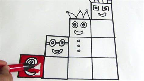 Numberblocks 1 To 4 Learn To Draw Numberblocks Colouring Pages Youtube