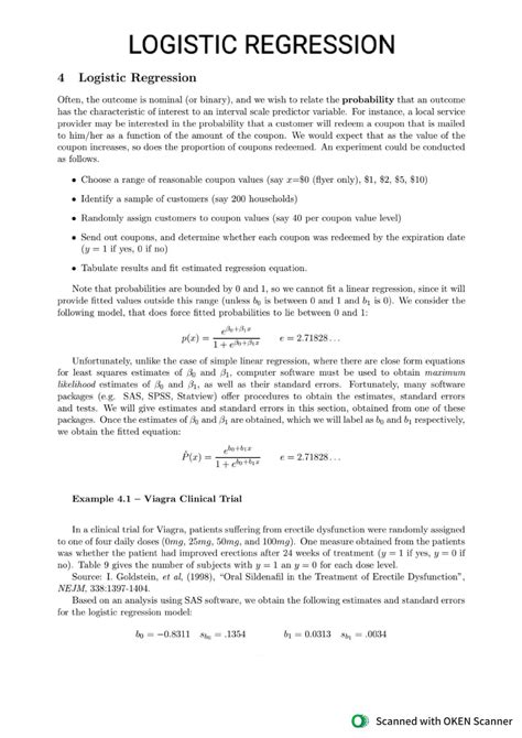 Logistic Regression Probability And Statistics Studocu