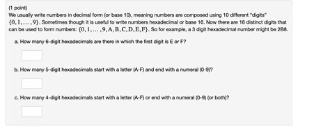 Solved Point We Usually Write Numbers In Decimal Form Chegg Com
