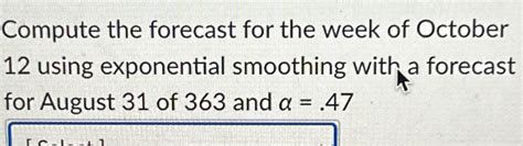 Solved Compute The Forecast For The Week Of October Chegg