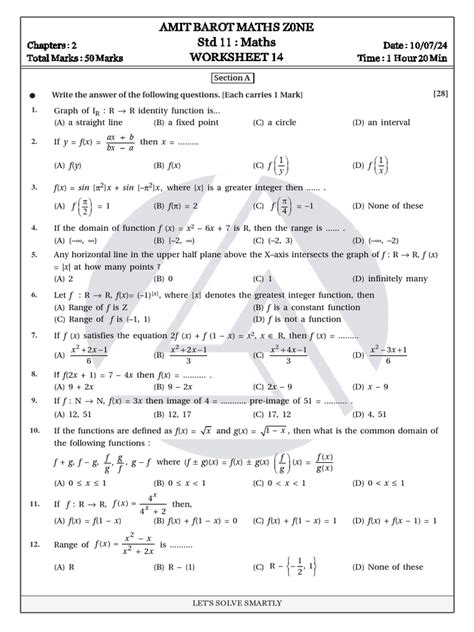 Worksheet 14 Pdf Function Mathematics Mathematical Objects