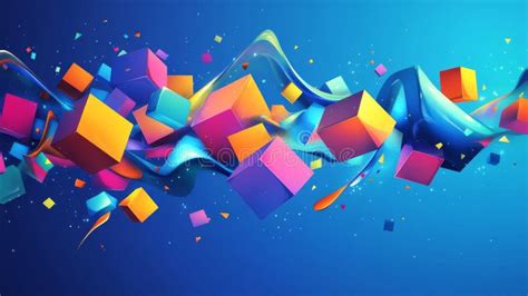 Dynamic Wave Of Colorful Cubes In A Futuristic Abstract Space Stock Illustration Illustration