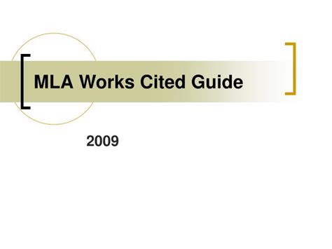 Ppt Mla Works Cited Guide Powerpoint Presentation Free Download Id 5380649