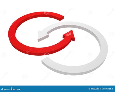 Rotate Circle Red And White Arrows On White Stock Illustration
