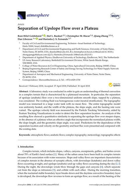 Pdf Separation Of Upslope Flow Over A Plateau