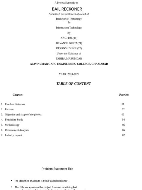 Bail Reckoner Synopsis Pdf Databases Bail