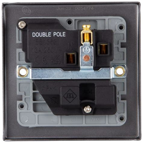 13A 1 Gang DP Switched Socket Grey Insert Gunmetal M2 Electrical