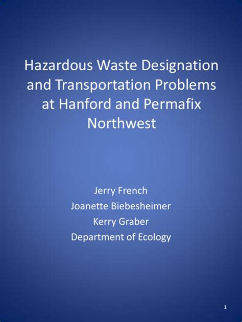Waste Designation Transportation Hanford Pfnwlong Version Pdf