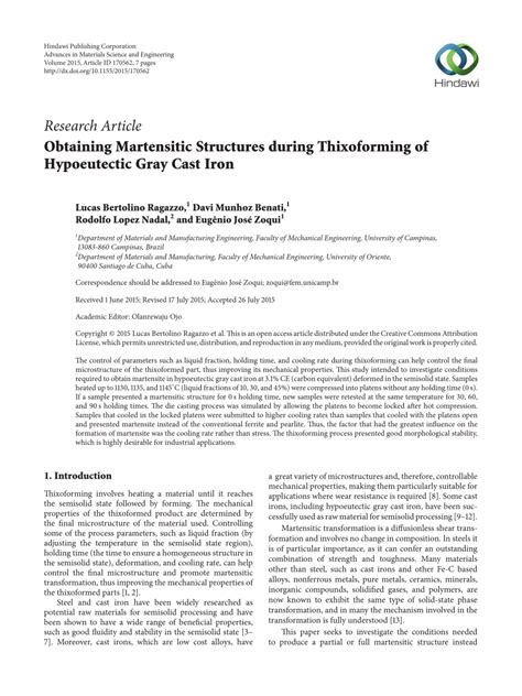 Pdf Obtaining Martensitic Structures During Thixoforming Of