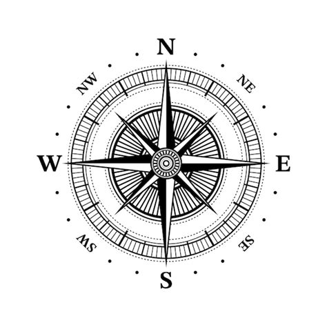Premium Vector Compass Icon Wind Rose Travel Guide Symbol Geographic Tool World Nautical