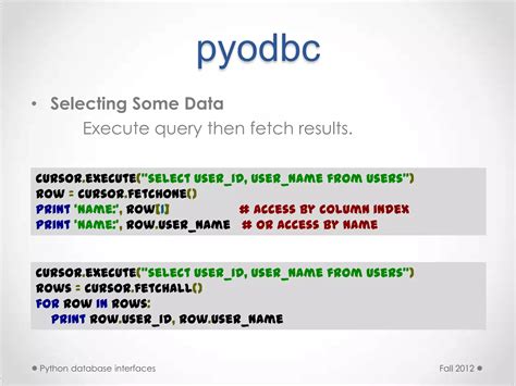 Python Database Interfaces Pptx Databases Computer Software And Applications