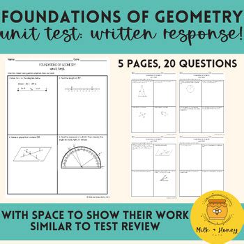 Foundations Of Geometry Unit 1 Test Review And Test Geometry Basics