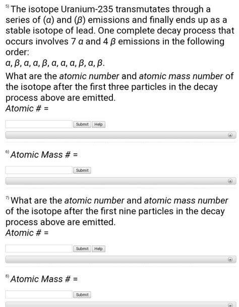 Solved The Isotope Uranium 235 Transmutates Through A Series