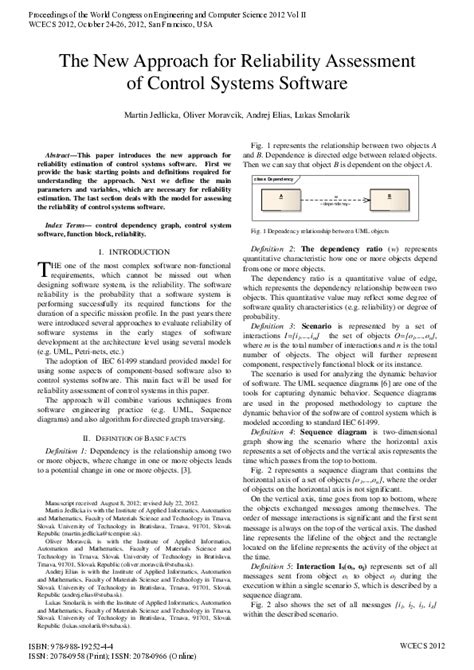 Pdf The New Approach For Reliability Assessment Of Control Systems
