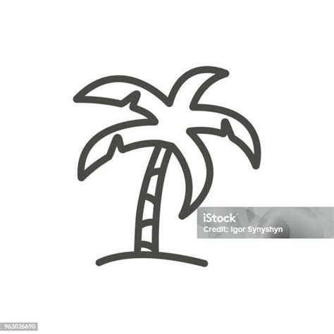 팜 아이콘 벡터입니다 절연 선 비치 트리 기호입니다 최신 유행 플랫 개요 Ui 표시 디자인입니다 웹 사이트 모바일 App 로고 그림에 대 한 얇은 선형 팜 그래픽 그림