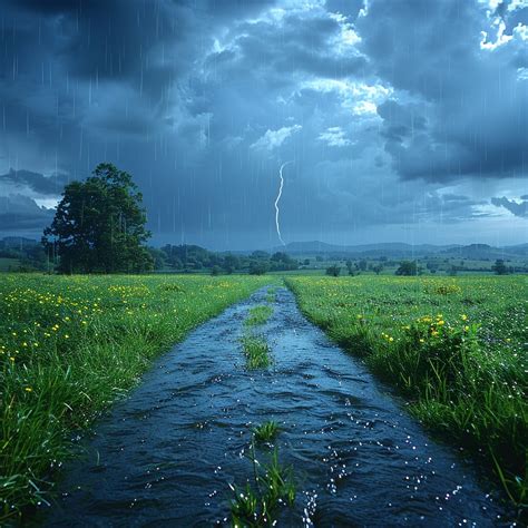 草原小雨天气图片