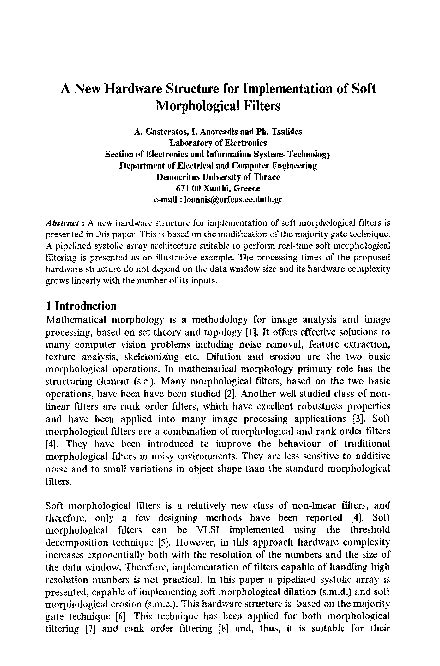Pdf A New Hardware Structure For Implementation Of Soft Morphological