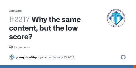 Why The Same Content But The Low Score · Issue 2217 · Nltknltk · Github