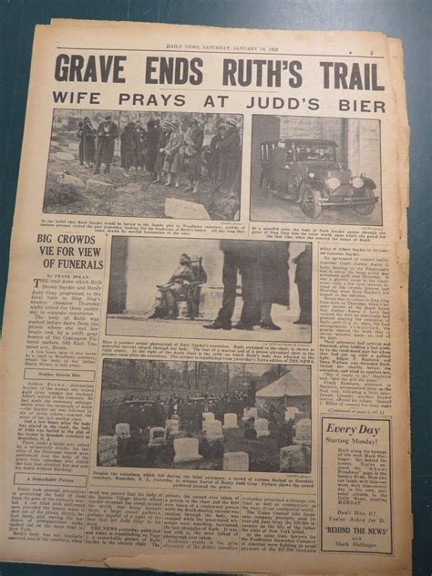 Ultra Rare Iconic Photo Of Ruth Snyder Jan 14 1928 Newspaper 4847371416