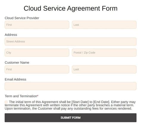 Free Cloud Service Agreement Form Template FormBuilder