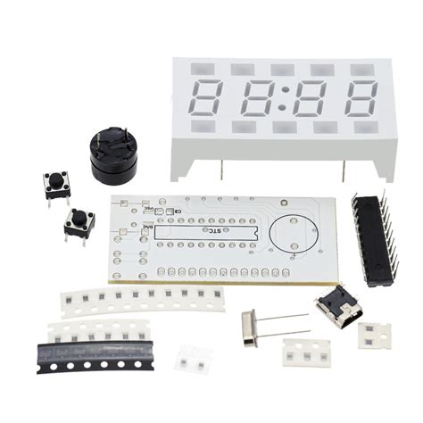 Funny Simple 4 Digit DIY Digital LED Clock Kit White Desktop Electronic Mini Clock DIY Kit