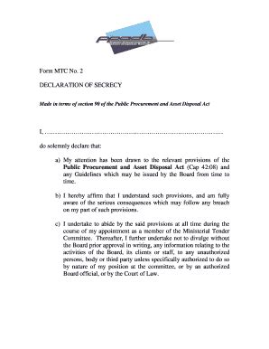 Declaration Of Secrecy Form Fill And Sign Printable Template Online