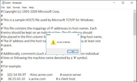 Windows Access Denied When Modifying Hosts Or Lmhosts File Easy Fix