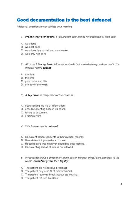 Documentation Quiz Good Documentation Is The Best Defence Additional