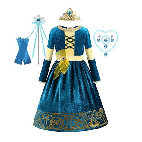 Valiente Mérida Niñas Vestido Halloween Princesa Disfraz Niños Fiesta