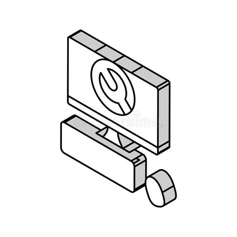 Troubleshooting Pc Repair Computer Isometric Icon Vector Illustration