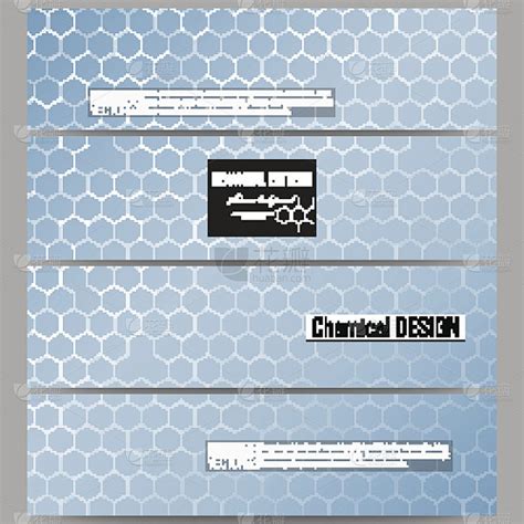 一套现代旗帜。化学图案，六角形设计矢量插图