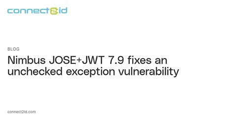 Nimbus Josejwt 79 Fixes An Unchecked Exception Vulnerability · Blog · Connect2id