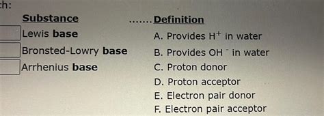 [answered] Ch Substance Lewis Base Bronsted Lowry Base Arrhenius Base Kunduz