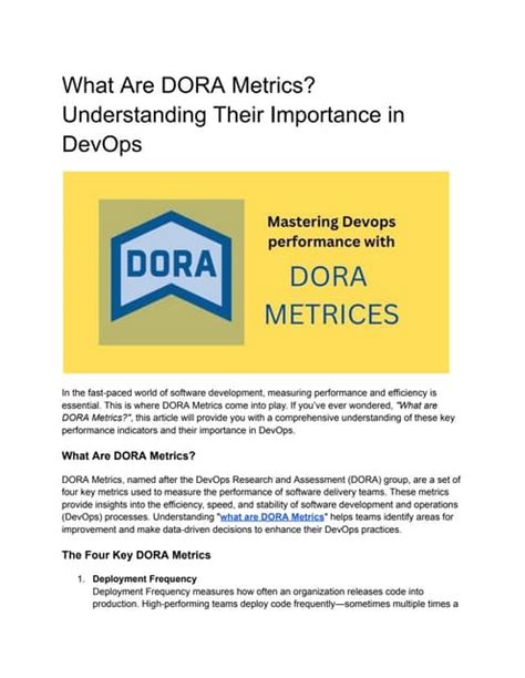 What Are Dora Metrics Understanding Their Importance In Devops Pdf