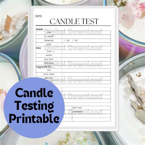 Candle Testing Sheet Printable Candles Testing Makesy Digital
