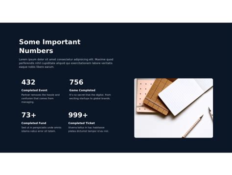 Numbers Section With Heading Description And Blue Number Cards With A Right Aligned Image