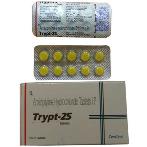 Trypt Amitriptyline Hydrochloride 25mg Tablets Concave Packaging Type