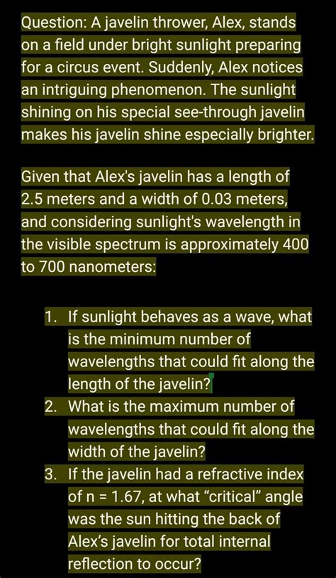 Solved Question A Javelin Thrower Alex Stands On A Field Chegg Com