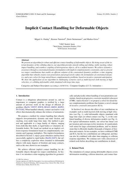Implicit Contact Handling For Deformable Objects