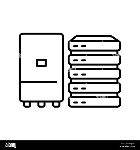 Hybrid Power Supply System Black Line Icon Vector Isolated Element