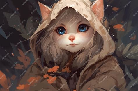 Premium Ai Image Cute Anime Cat Character Digital Illustration