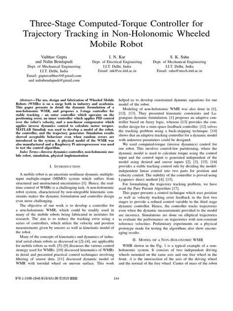 Non Holonomic Mobile Robot Pdf