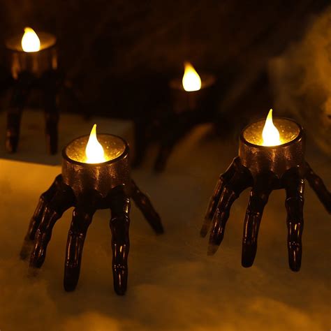 Suncoda Halloween Skeleton Lights Decorations Halloween Candle Lamp