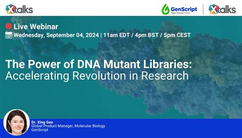 Webinar On Dna Mutant Libraries In Biomedical Research Genscript Posted On The Topic Linkedin
