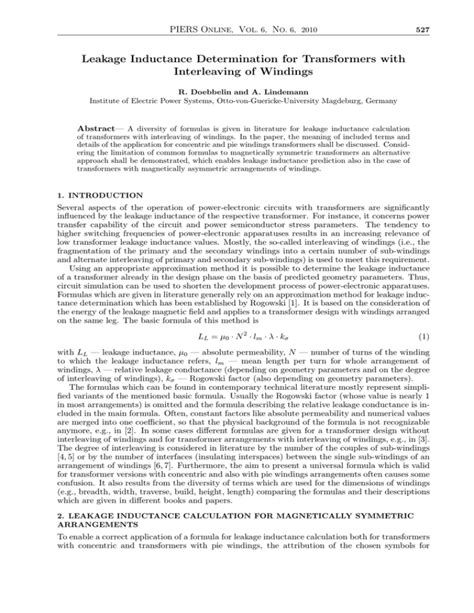Leakage Inductance Determination For Transformers With