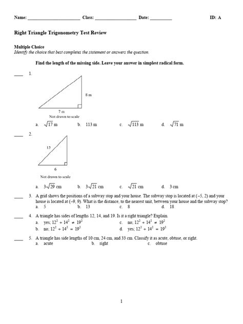 Potential Triangle Quiz Pdf Trigonometric Functions Area